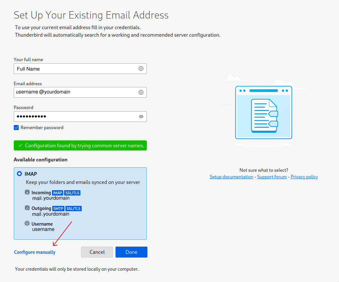 Thunderbird configuration - MSMEStack